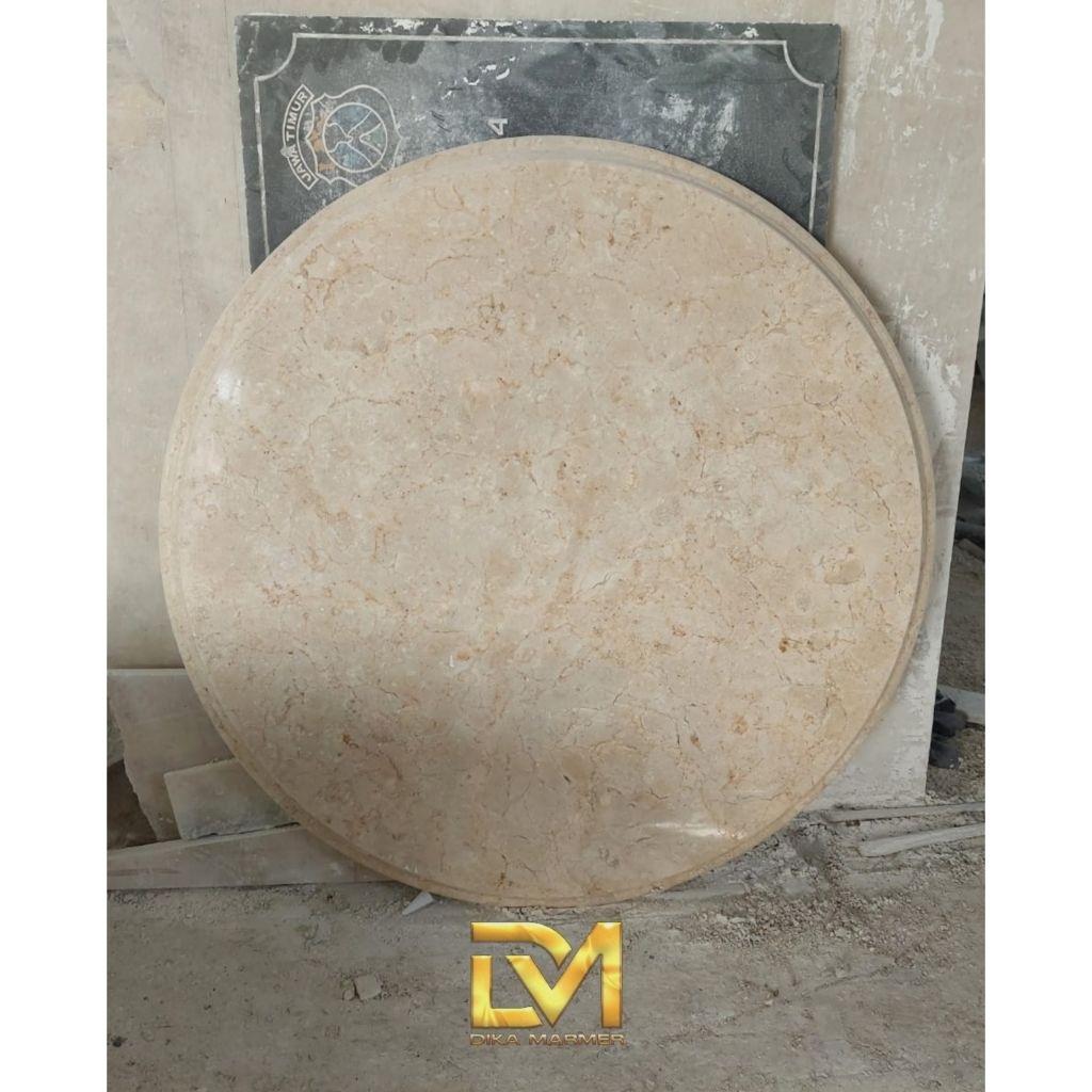 Jual Daun Meja Top Table Bulat Batu Marmer Putih Krem Glossy ( custom ...