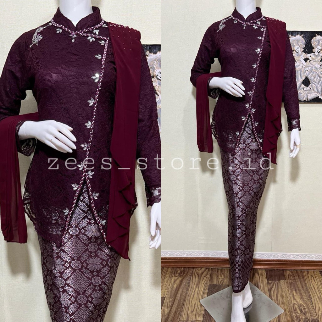 Jual Zayna Kebaya Janggan Brokat / kebaya wisuda / kebaya kondangan ...