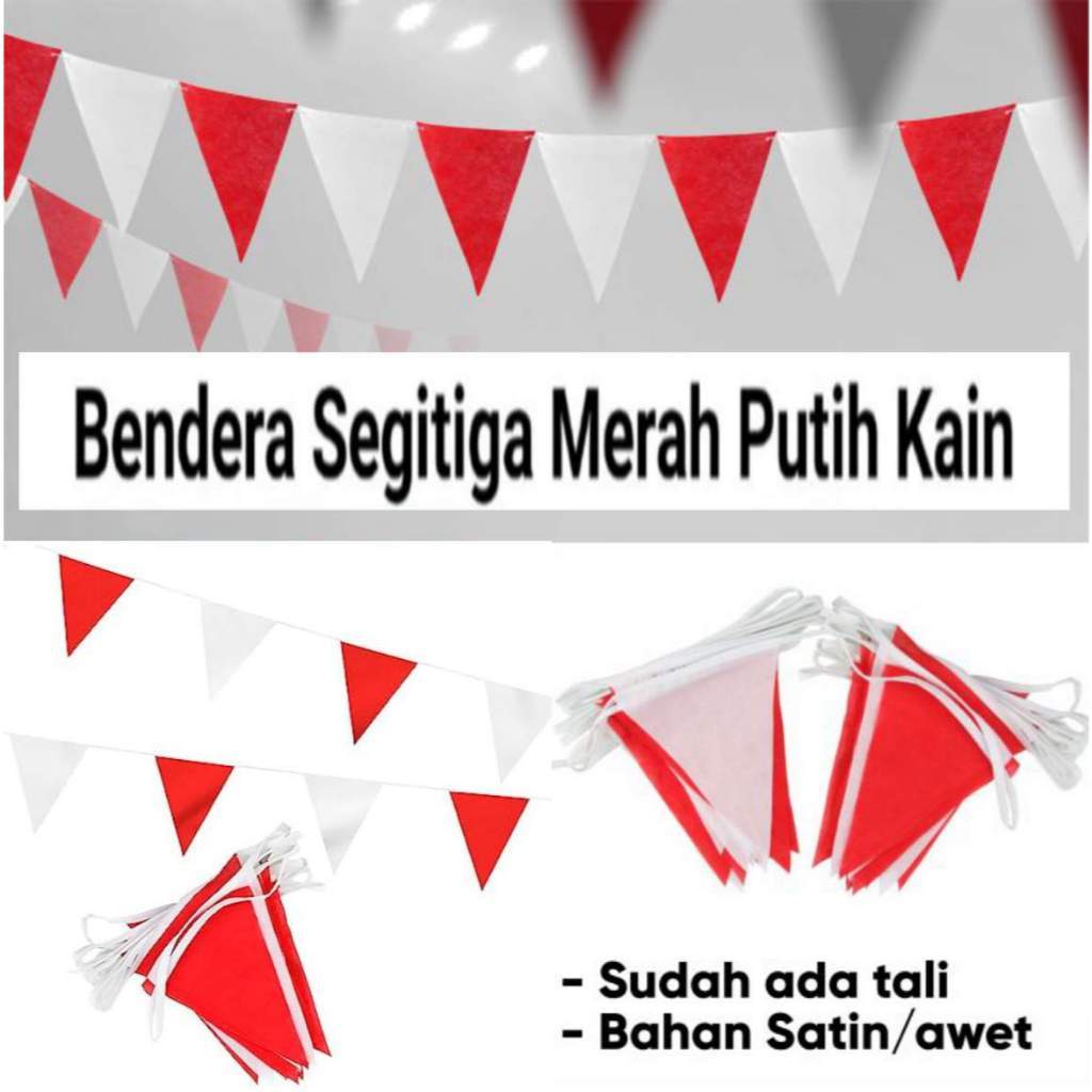Jual EXD bendera segitiga kain merah putih 12 Meter / bendera umbul umbul / bendera HUT RI ...