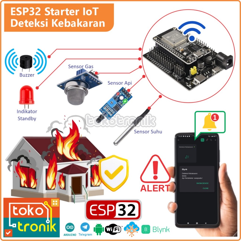 Jual ESP32 Starter IoT Deteksi Kebakaran Lengkap dg Panduan Coding | Shopee Indonesia