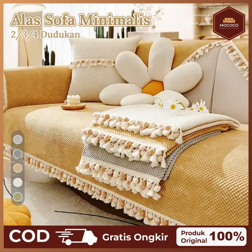 Jual Mococo Cover Selimut Sofa Ruang Tamu Rumbai Lembut Penutup Alas ...