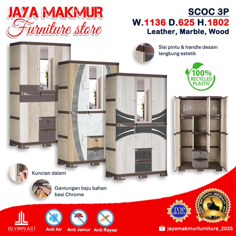 Jual (JM) Lemari Pakaian 3 Pintu Plastik/ SCOC 3P - Olymplast | Shopee ...