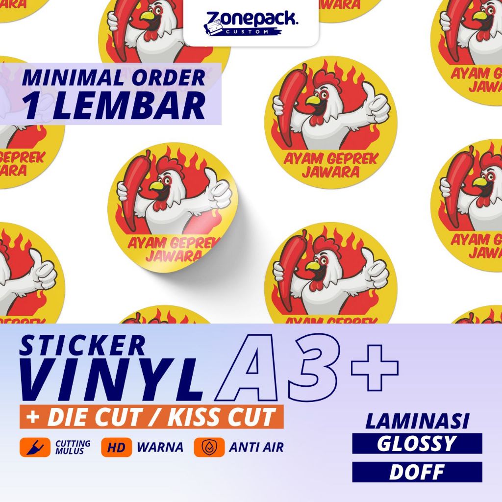 Jual Cetak Sticker Vinyl A3+ 1 LEMBAR | Cutting sesuai Pola | Die Cut ...