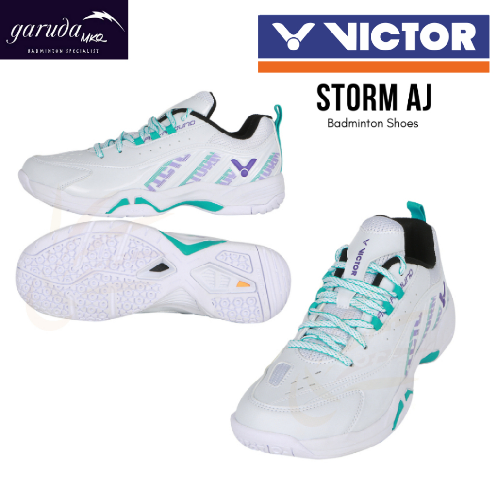 Jual SEPATU BADMINTON VICTOR Storm AJ Genuine White / VICTOR badminton ...