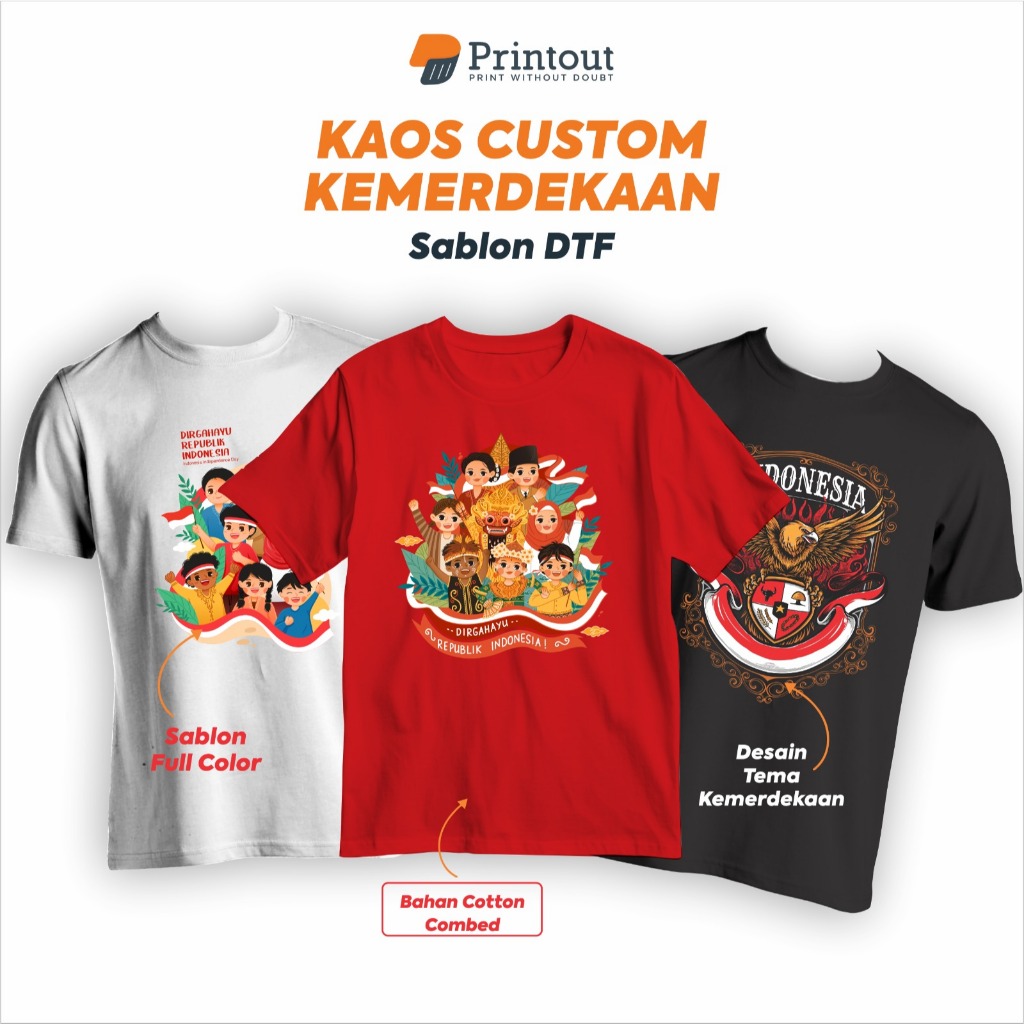 Jual Printout Custom Kaos 17 Agustus | Kaos Tema Kemerdekaan | Shopee ...