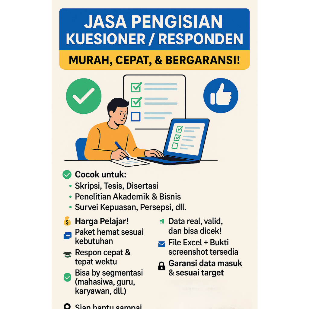 Jual Jasa Responden / Isi Quesioner (BERGARANSI) Free Uji Validitas ...