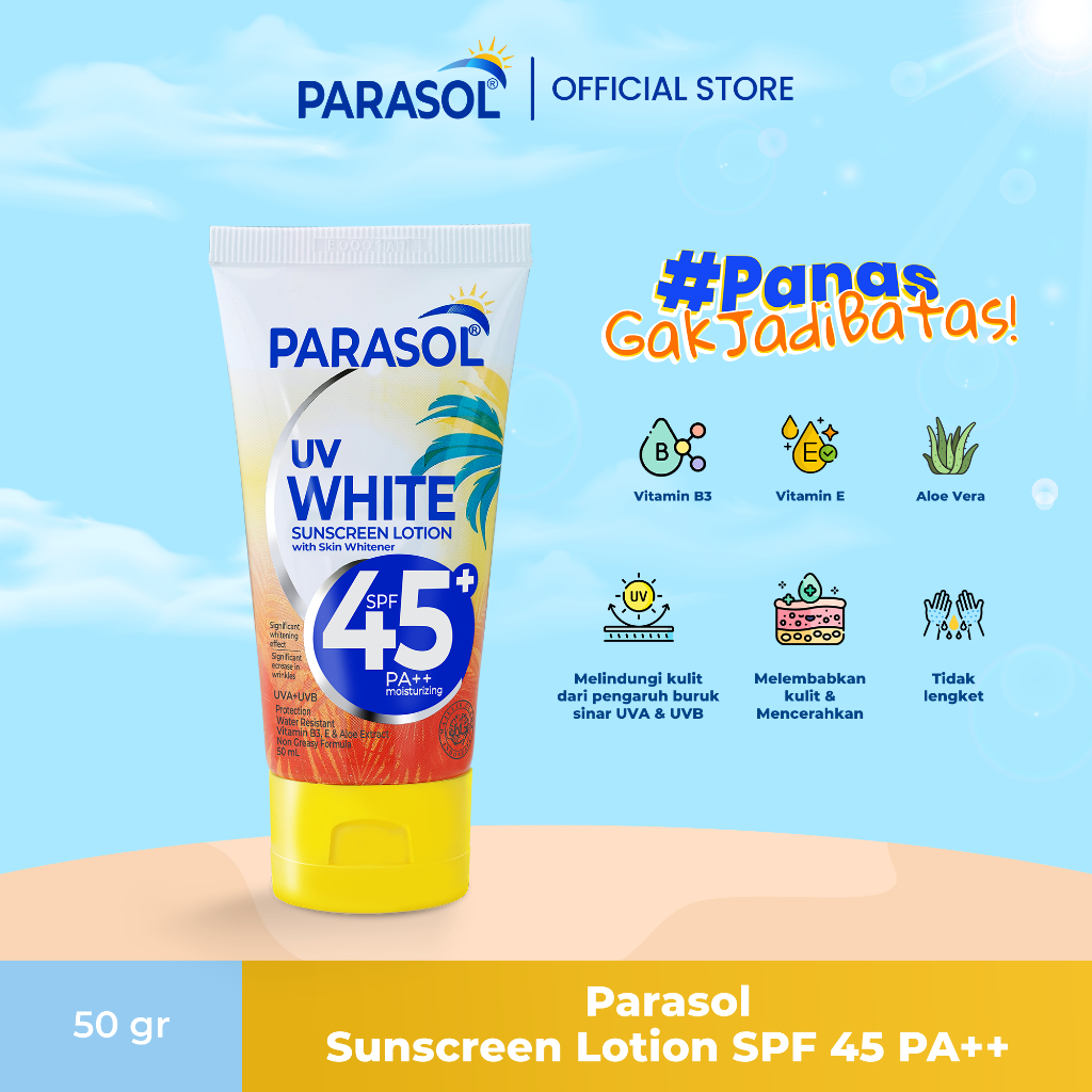 Jual Parasol Lotion Tabir Surya SPF45 PA++ - 50 ML Sunscreen Water ...