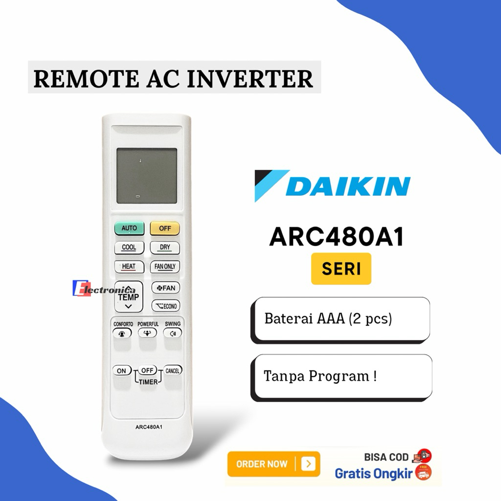 Jual REMOT REMOTE AC DAIKIN INVERTER MULTI S - ARC480A1 / REMOTE AC ...