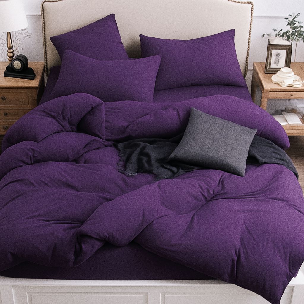 Jual Bed Cover Set Sprei Emboss Ungu Tua Motif Bunga - Ungu Tua ...