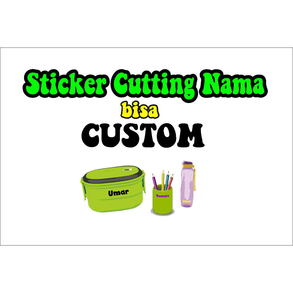 Jual Sticker Nama Custom - Sticker Cutting Nama - Label Nama | Shopee ...