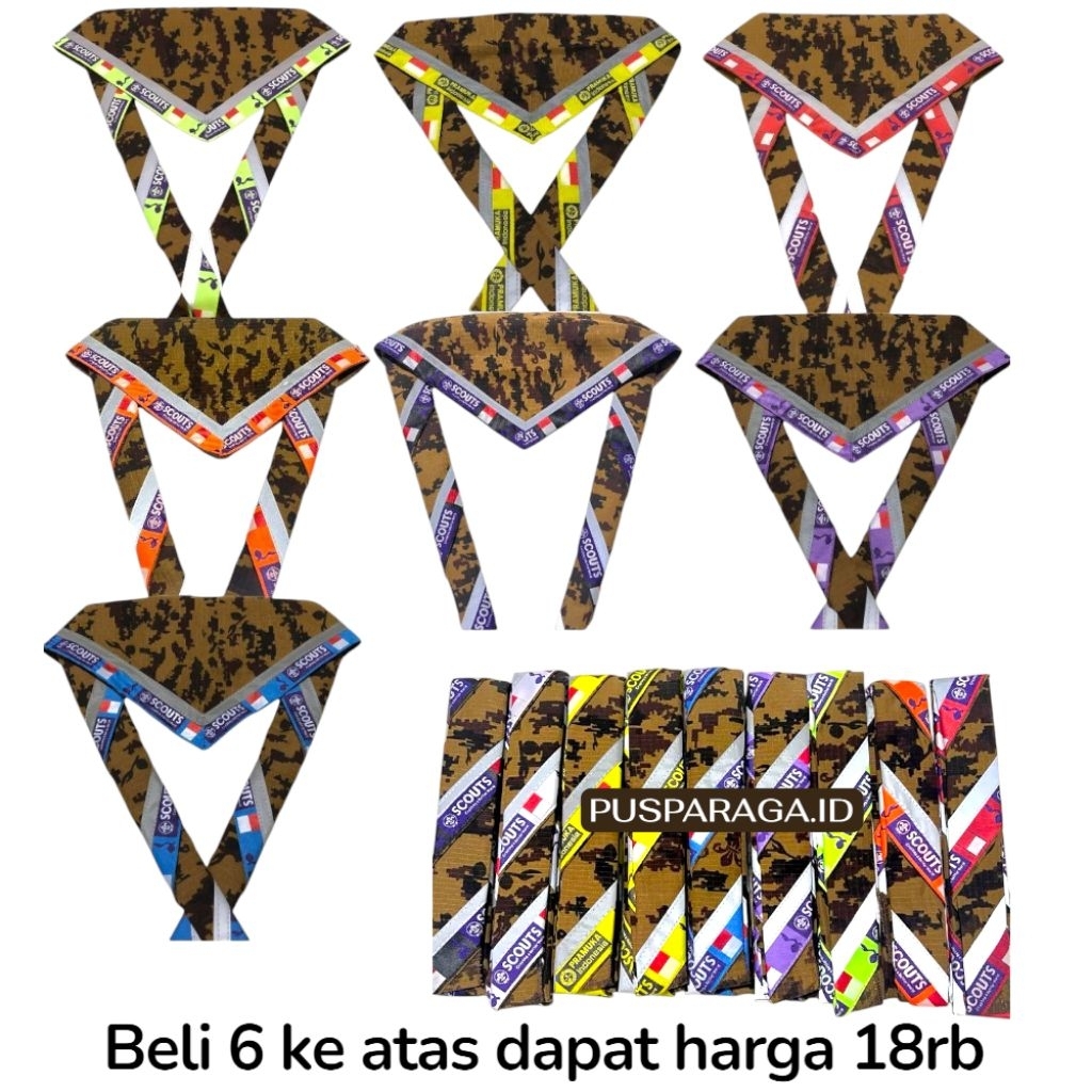 Jual scraf loreng pramuka lis scout | scraf pramuka menyala | syal ...