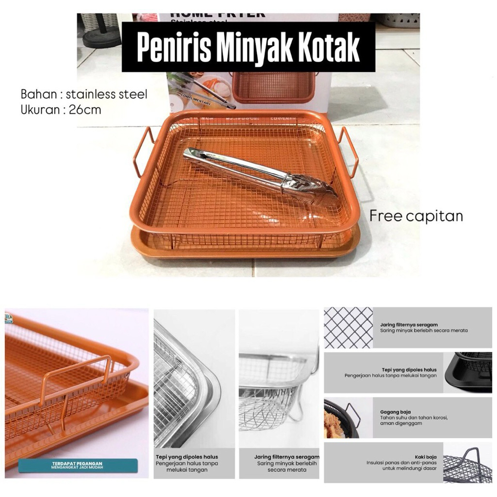 Jual peniris minyak kotak sinda free capitan ukuran 26cm | Shopee Indonesia