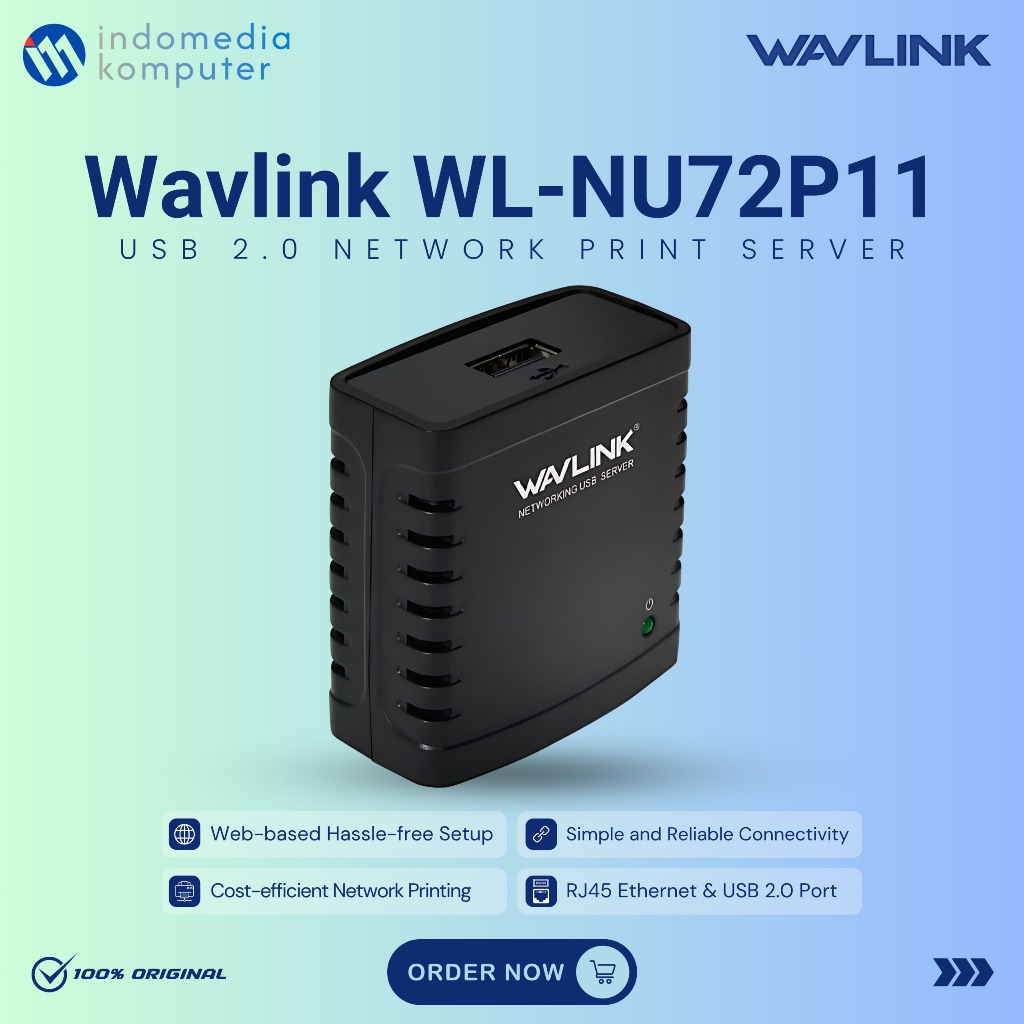 Jual USB Print Server Wavlink WN-NU72P11 USB 2.0 Network Print Server ...
