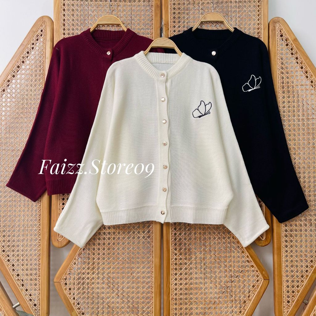 Jual Pilea Outer Cardy Knit - Atasan Cardigan Rajut Oversize Wanita Batwing Kancing Motif Bordir ...