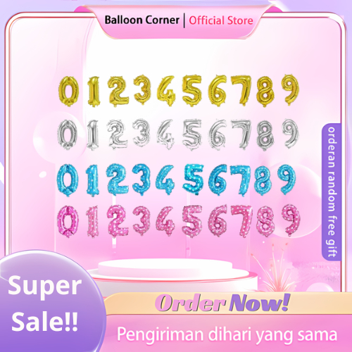 Jual Balon foil Angka 40cm silver biru pink gold balon Angka 16 inch ...