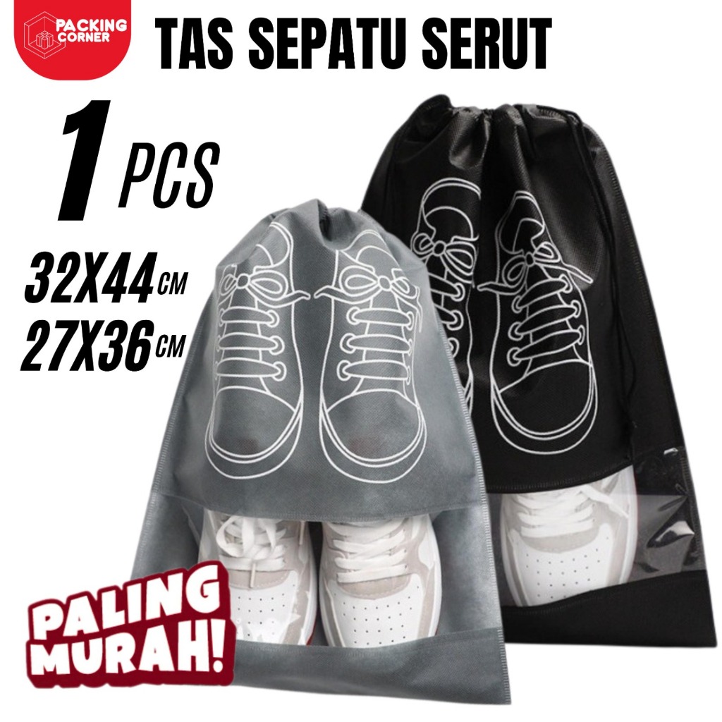 Jual Tas Sepatu Serut Spundbound Travel Shoes Bag 27x36 32x44 Pouch Kantong Sendal Drawstring ...