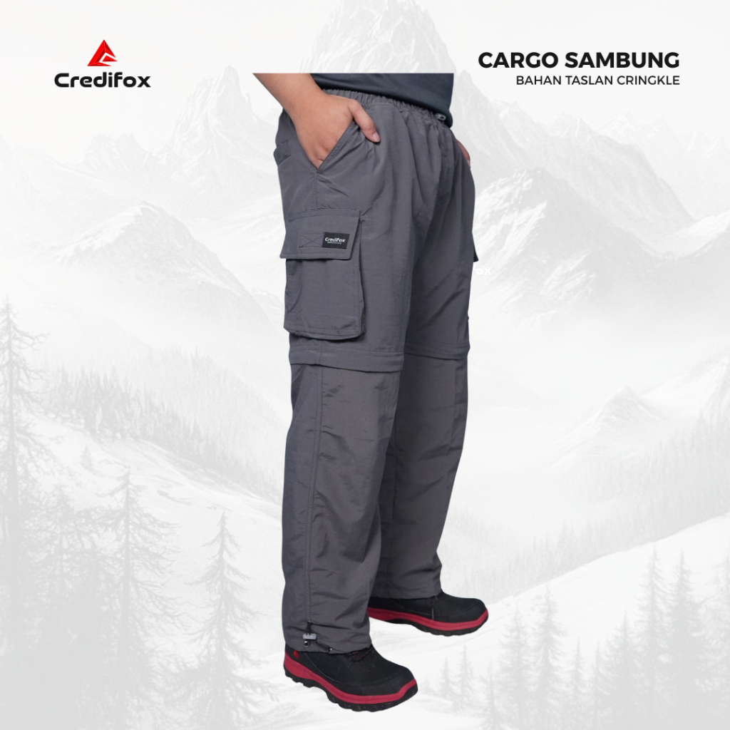 Jual CREDIFOX Celana Cargo Sambung Panjang Pria Bahan Taslan Cringkle ...