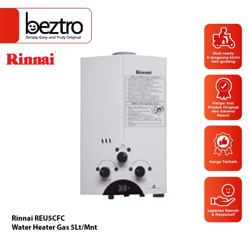 Jual Rinnai Water Heater Gas 5 Liter/Menit – REU5CFC Penghangat Pemanas Air | Shopee Indonesia