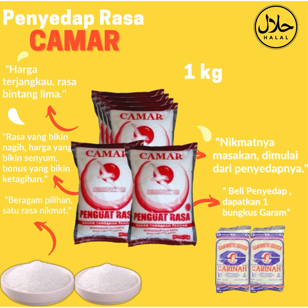 Jual MICIN / PENYEDAP MASAKAN / PENYEDAP RASA / CAMAR 1 KG | Shopee ...