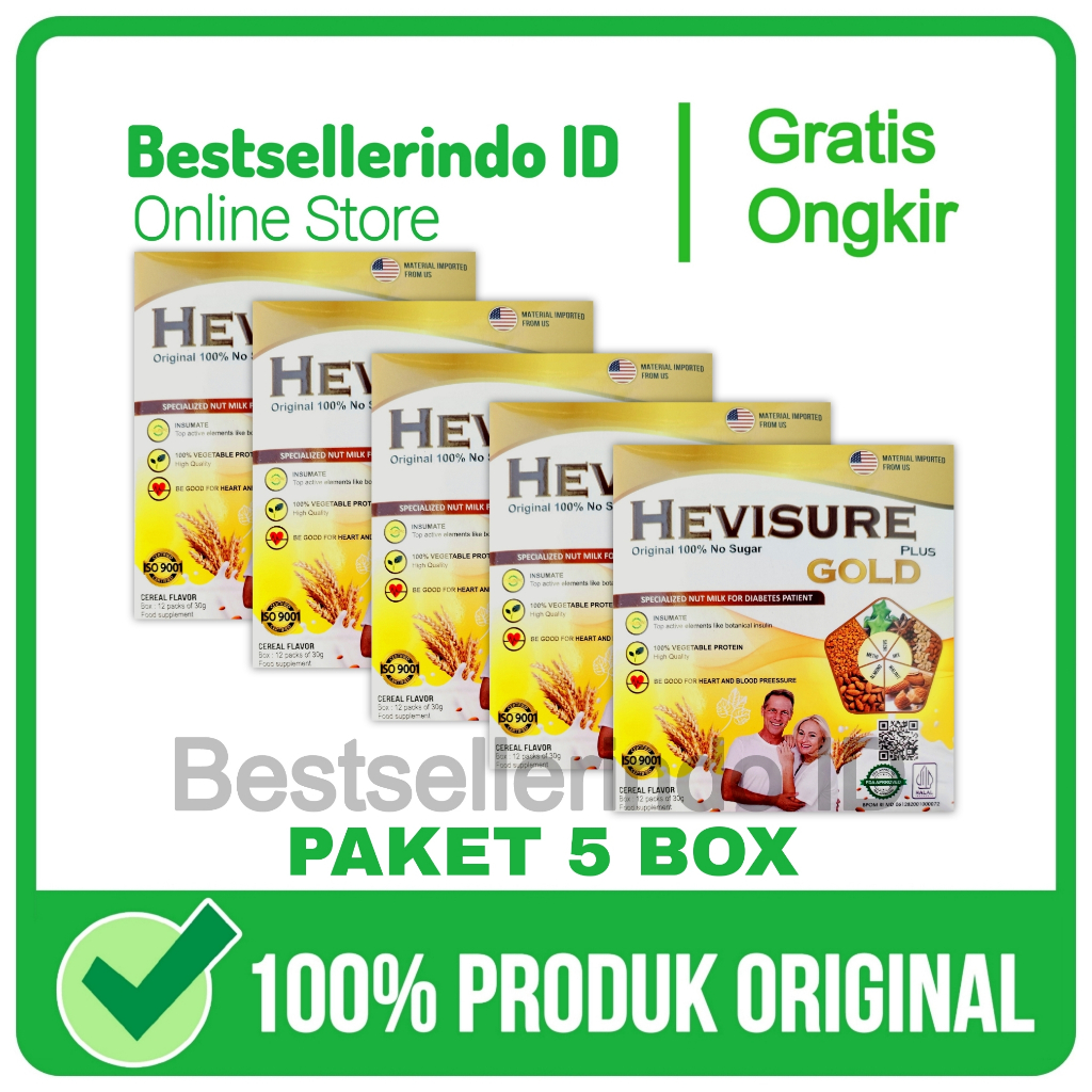 Jual 5 Box Hevisure Gold Milk Susu Obat Diabetes Kencing Manis Kadar ...