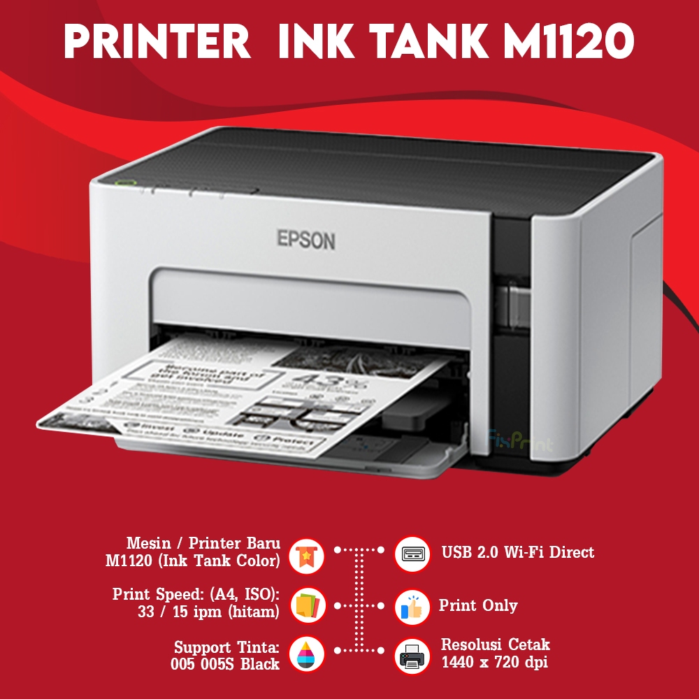 Jual Printer Epson EcoTank M1120 Monochrome Wi-Fi Ink Tank Wireless A4 ...