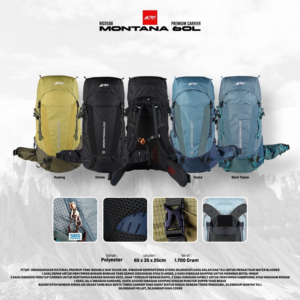 Jual Tas Gunung / Carrier Premium Montana 60 Liter Elite Arei ...