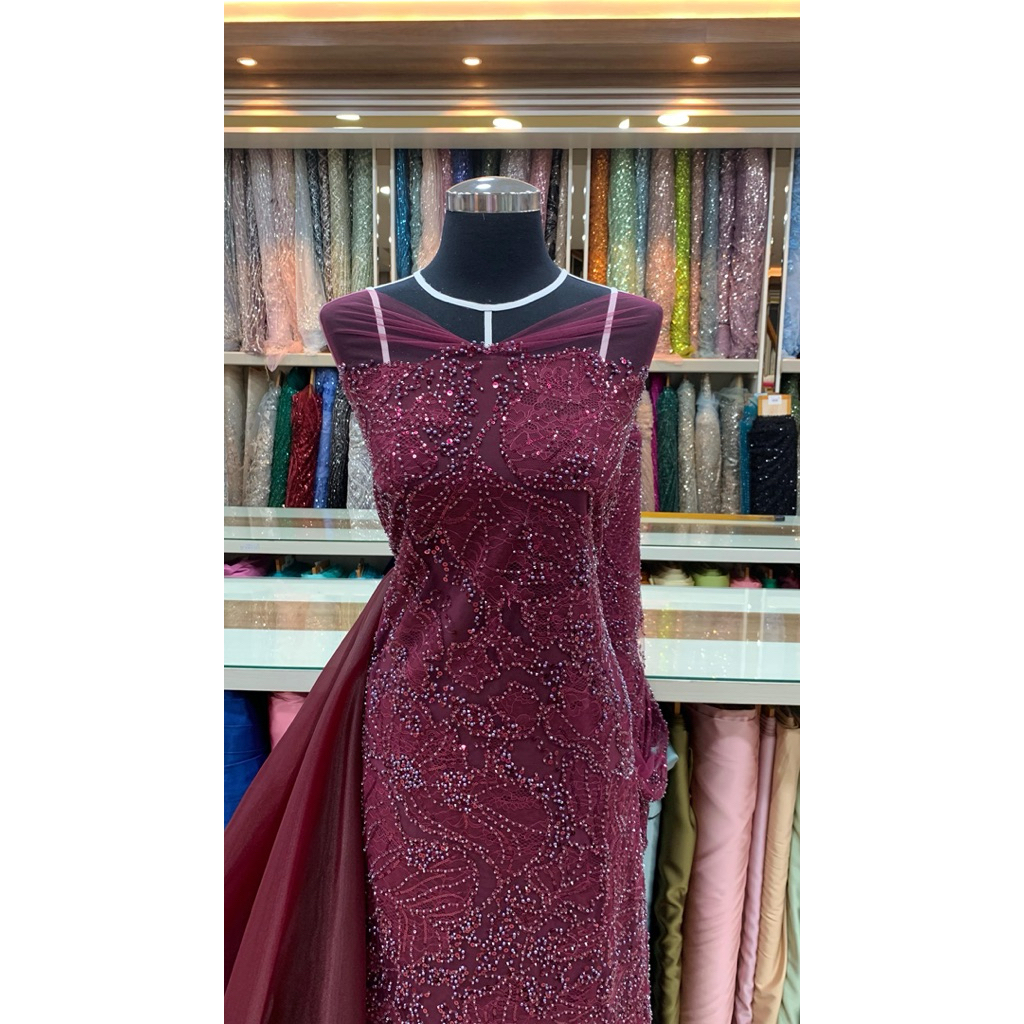 Jual Tulle Santili Payet Motif Bunga / Kain Bunga / Kain Payet Santili ...