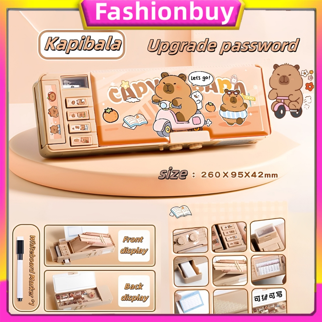 Jual 【COD】Capybara Multifunctional Pencil Case With Password Lock For Elementary Capacity ...