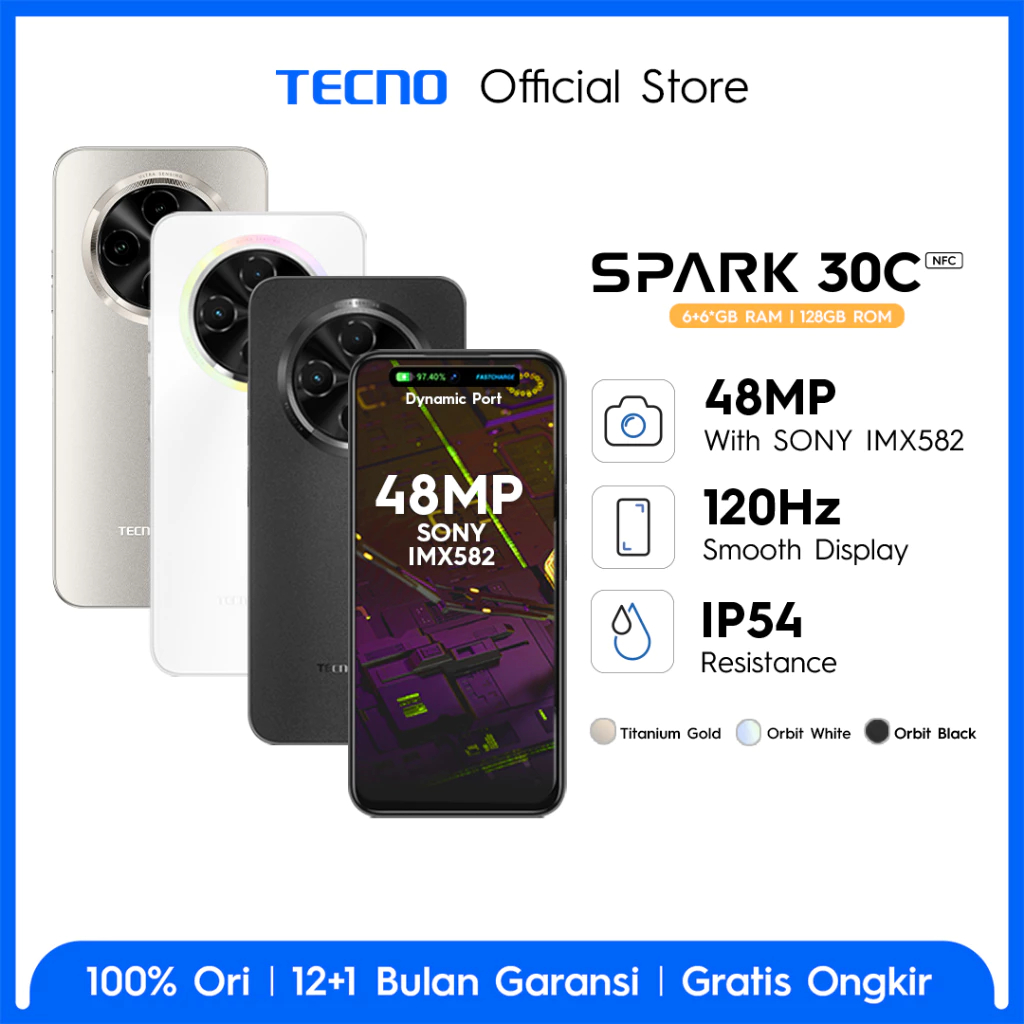 Jual Tecno Spark 30C 6/128GB (GARANSI RESMI) | Shopee Indonesia