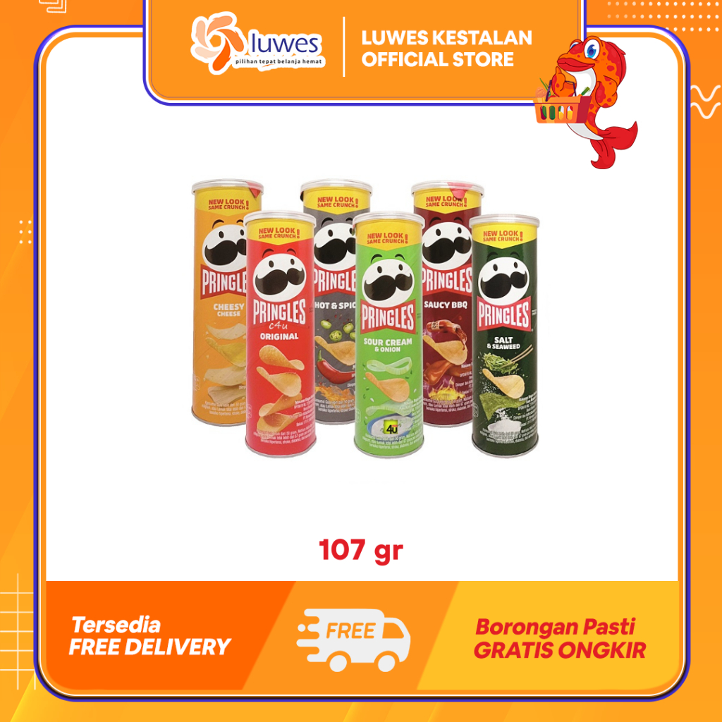 Jual Pringles Potato Snack Keripik Kentang 107gr All Varian Terbuat ...