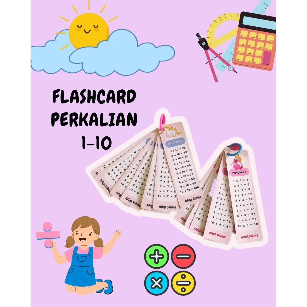 Jual Flashcard perkalian penjumlahan pengurangan pembagian anak SD ...