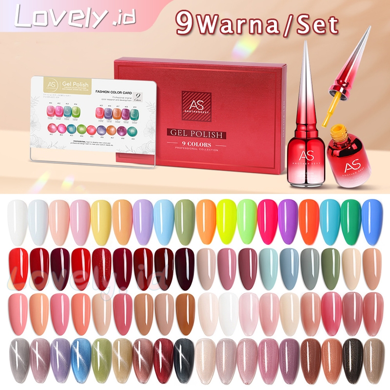 Jual AS Set Series 9 Warna Nail Gel Polish 15ML | Shopee Indonesia