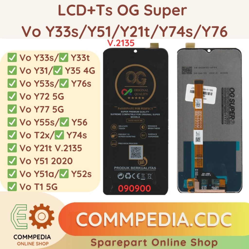 Jual LCD+Ts Vo Y33s/Y33t/Y31/Y35 4G/Y53s/Y76s/Y72 5G/Y55s/Y77 5G/Y56 ...