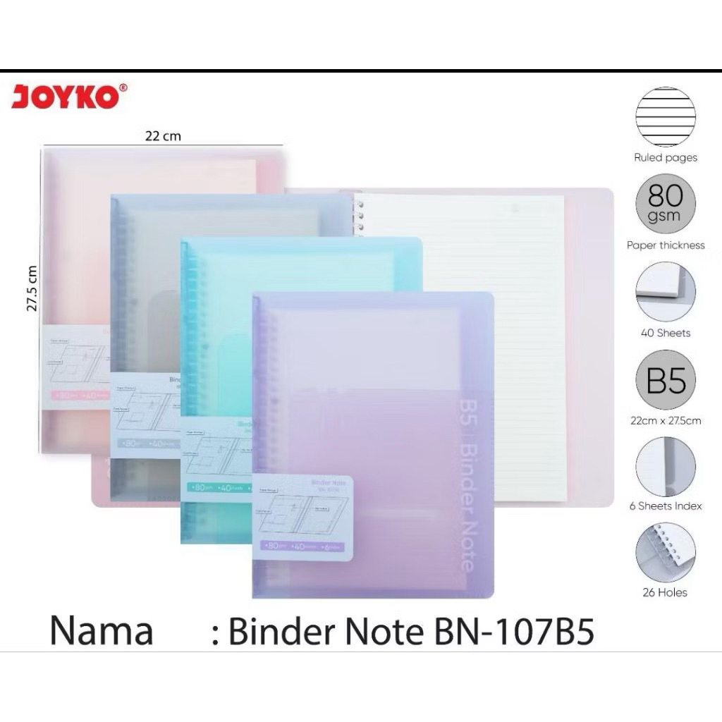Jual Map Binder Note Joyko BN 107 A5/B5 (pcs) | Shopee Indonesia
