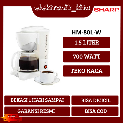 Jual SHARP COFFEE MAKER PUTIH 1.5 LITER HM-80L HM80LW HM 80L W MESIN ...