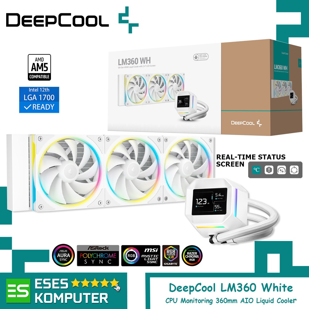 Jual AIO DeepCool LM360 White ARGB Digital | 360mm High Performance Liquid CPU Cooler for Intel ...