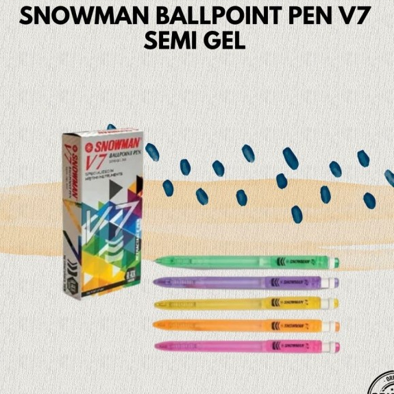 Jual Snowman Ballpoint Pen V7 Semi Gel Bolpen Asli dan Original Barrel ...