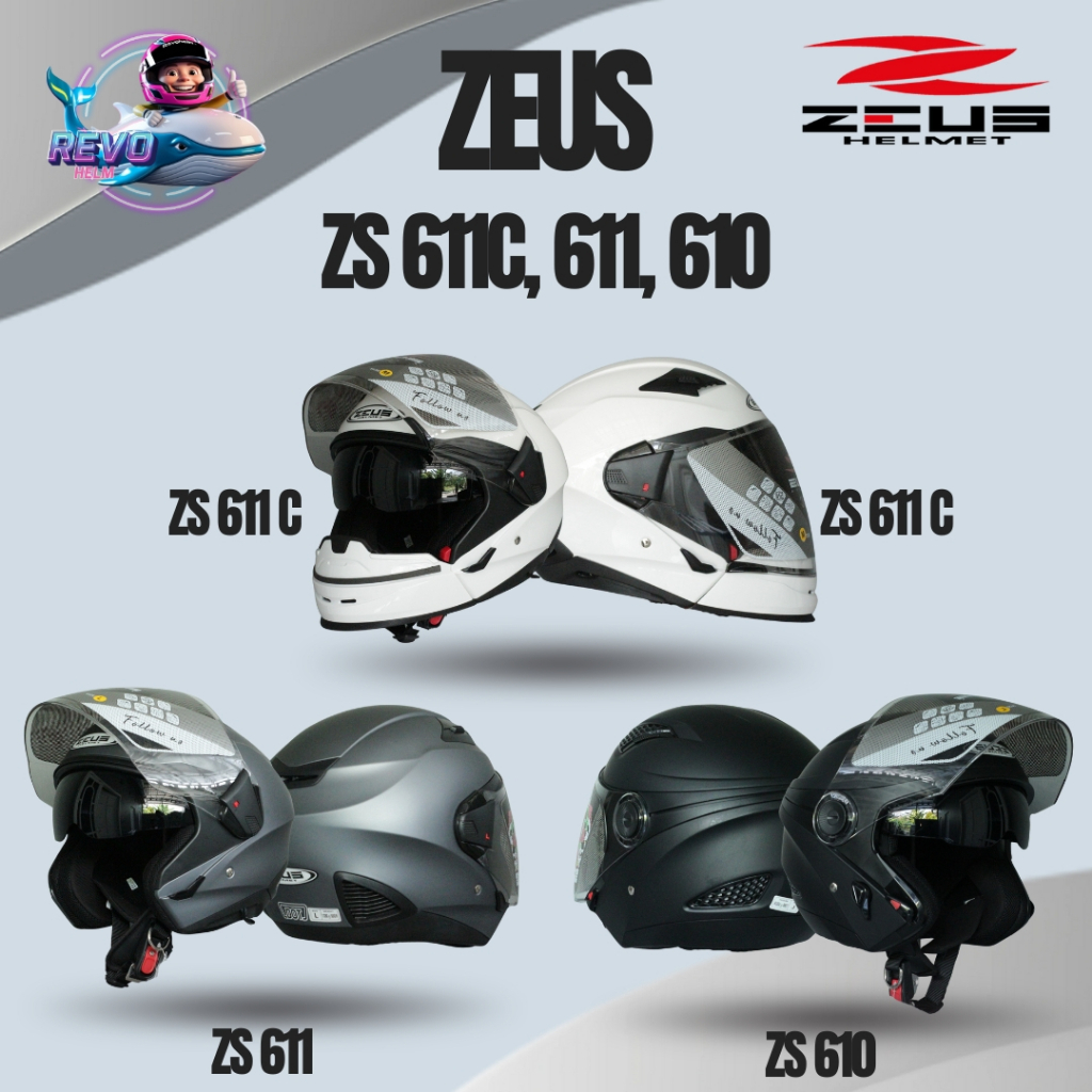 Jual ZEUS ZS-611C_ZEUS ZS-611_ZEUS ZS-610 HELM HALF FACE DOUBEL VISOR (WARNA SOLID & MOTIF ...