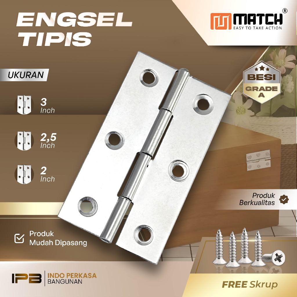Jual MATCH Engsel Besi Pintu Jendela Engsel Rumah Silver Murah Gratis ...