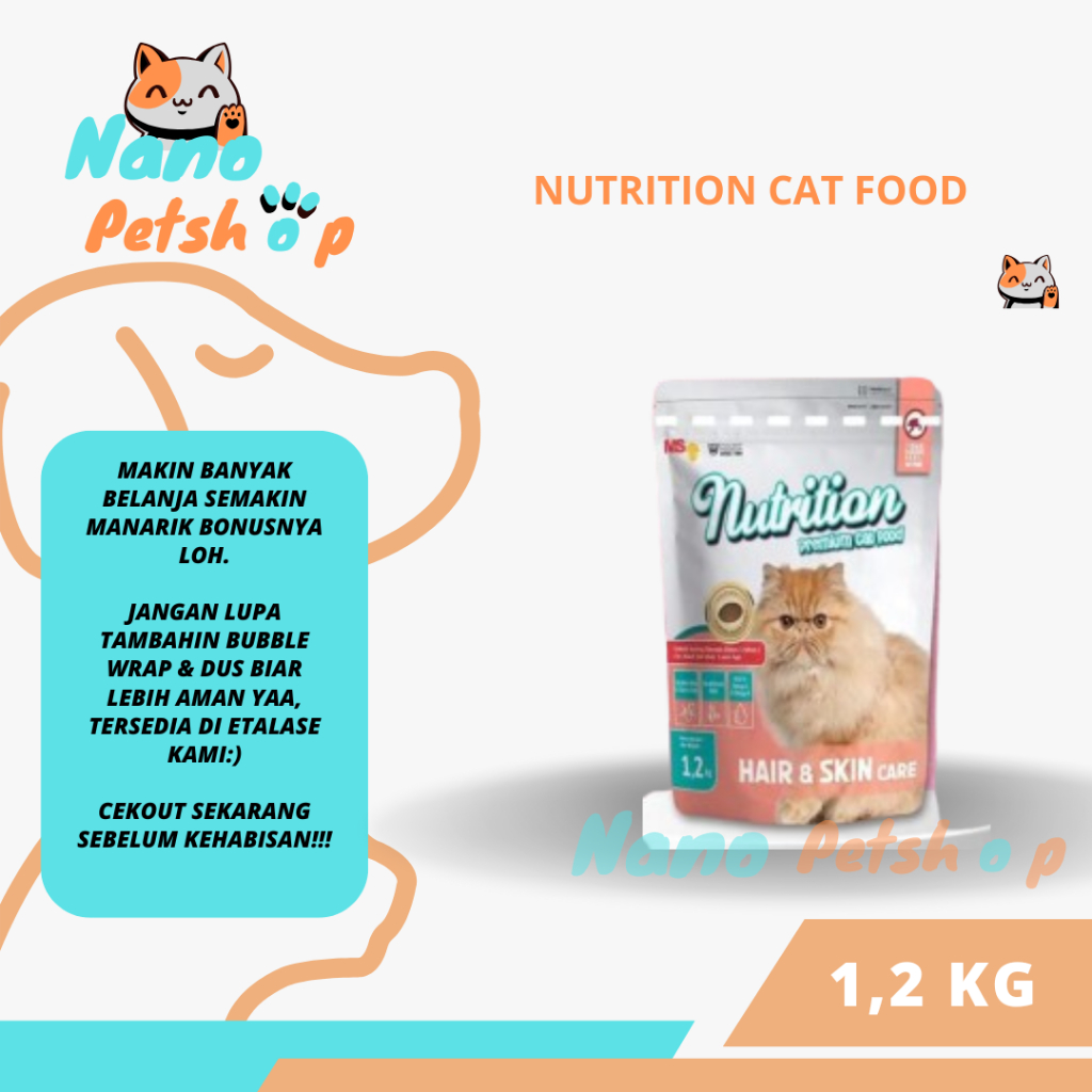 Jual Makanan Kucing - Nutrition Hair Skin Cat Food 1,1kg Kemasan ...