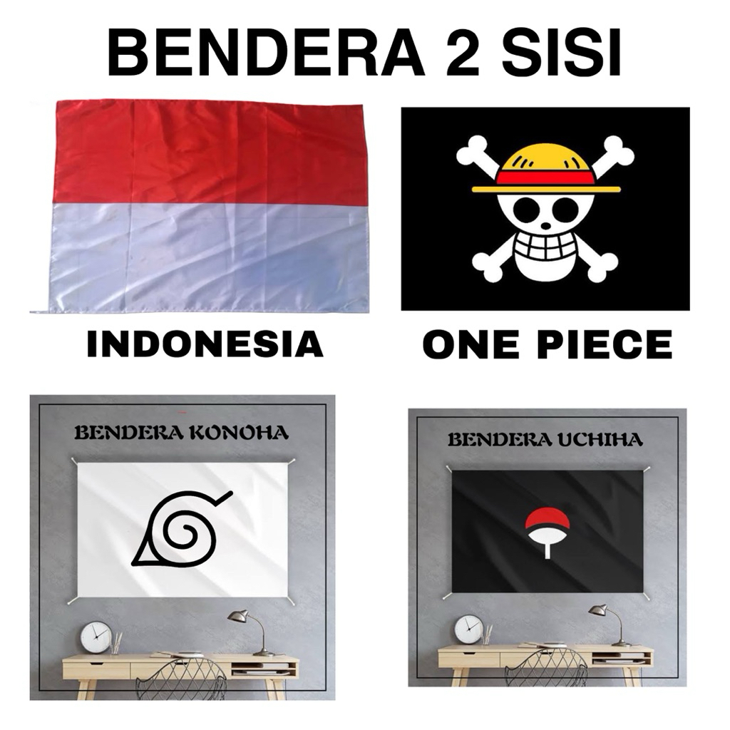 Jual (2 Sisi) Bendera One Piece Bolak Balik Logo Mugiwara Bendera ...