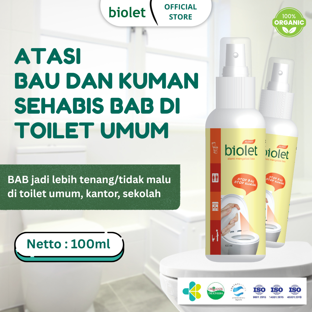 Jual BIOLET Toilet Spray Organik Pengurai Bau Kuman Penyebab Penyakit ...