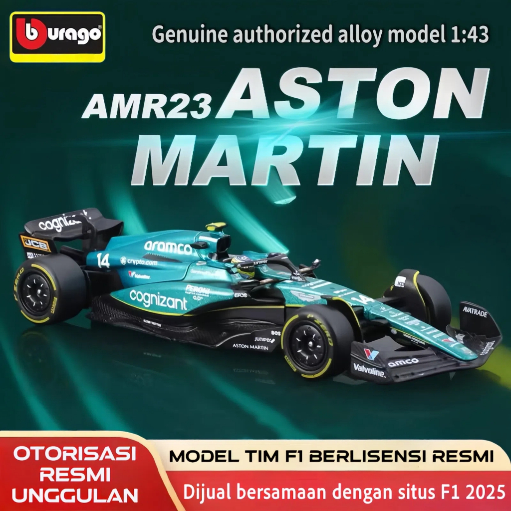 Jual Bburago 1:43 Formula (with helmet & plastic stand) - Aston Martin ...