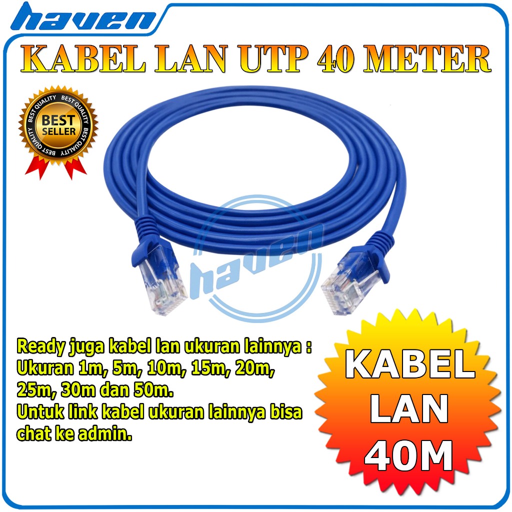 Jual Kabel LAN RJ45 40 Meter 8Pin CAT 5E Baru Kabel LAN Biru Kabel LAN ...