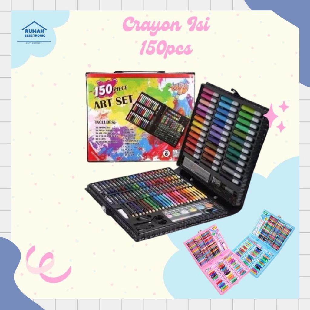 Jual Crayon Set Spidol Mewarnai Isi 150 Pcs Kids Crayon Set Lengkap ...