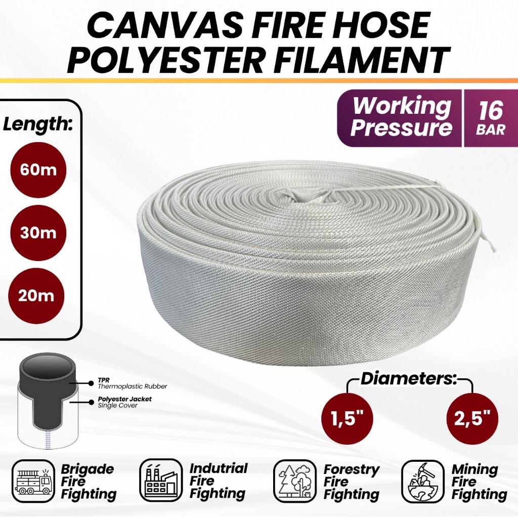 Jual Fire Hose Hydrant Canvas PU | Selang Kanvas Hidran Pemadam 2.5 ...