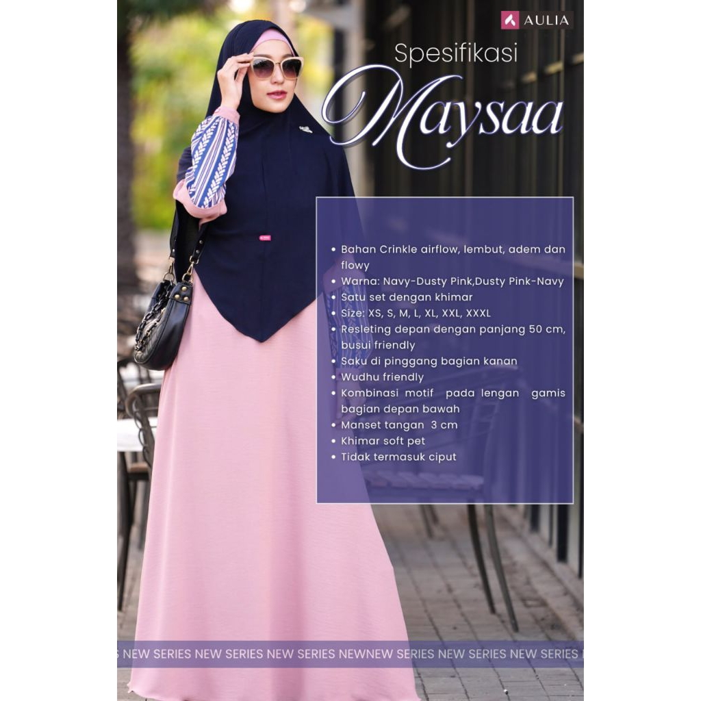 Jual NEW COLLECTION GAMIS SET HIJAB BY AULIA // AULIA MAYSAA NAVY ...