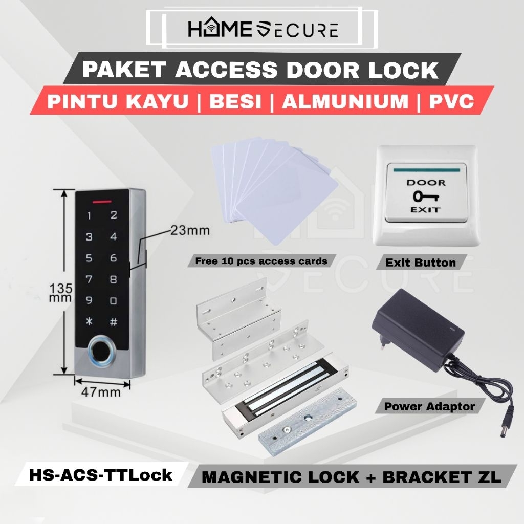 Jual Paket Access Door Lock Fingerprint Card PIN Kode / Akses Kontrol ...