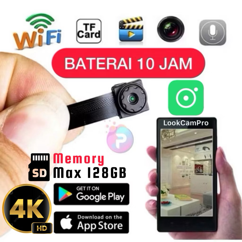 Jual Cctv Spy Camera Pengintai Wireless WiFi Kamera Mini 4k Lookcam Pro ...