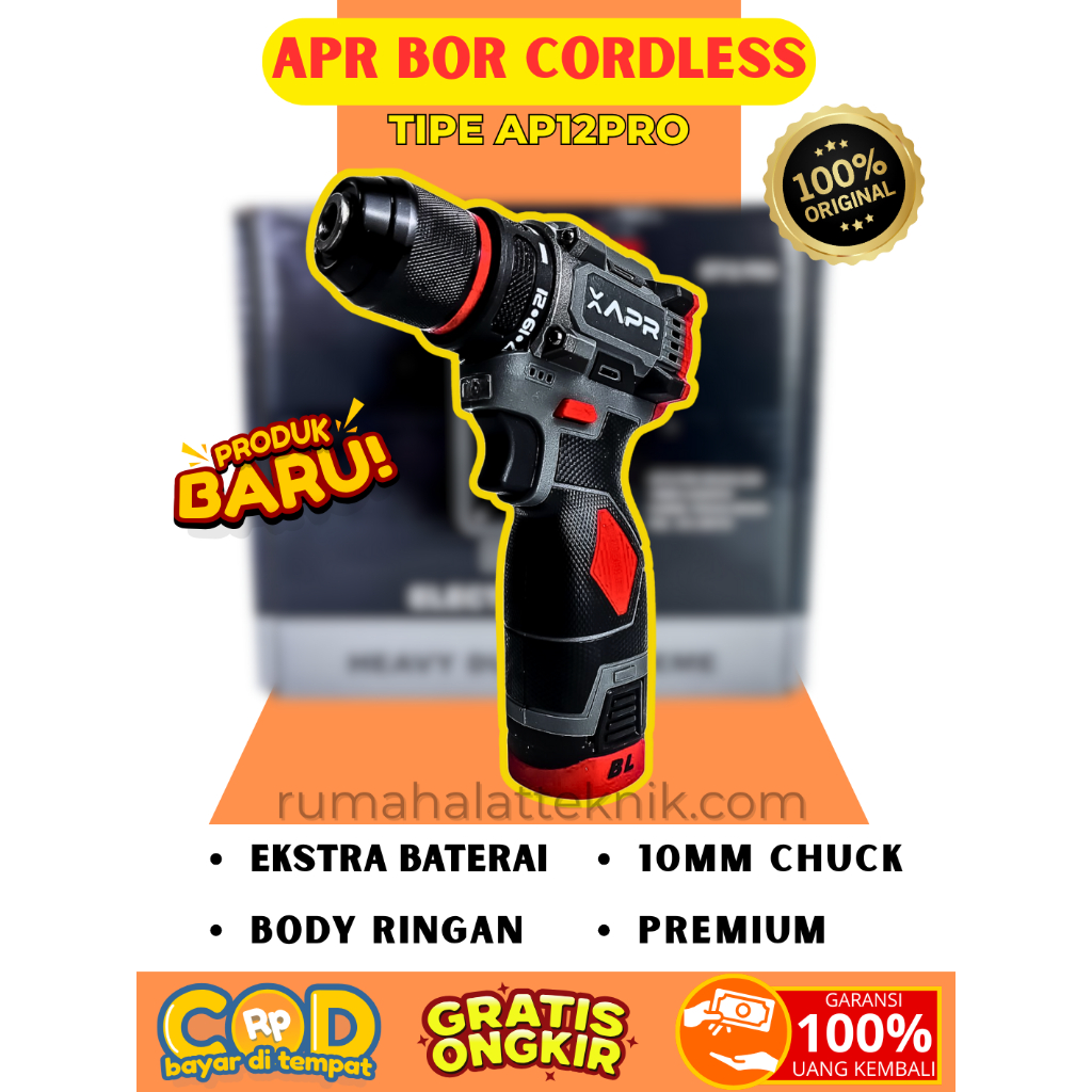 Jual APR BOR CORDLESS TYPE AP12PRO SERIES 10MM KEYLESS AUTO LOCK MESIN ...